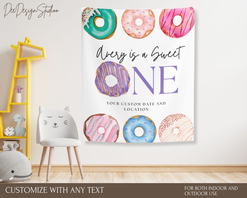 Sweet Donut Birthday Party Banner Decor, Custom Donut Party Supplies ...