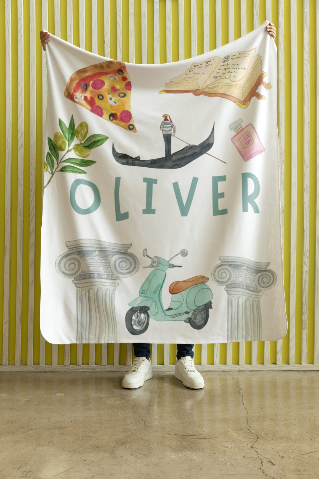 Customized Italian Baby Blanket for Boy, Italy Baby Sherpa Blanket ...