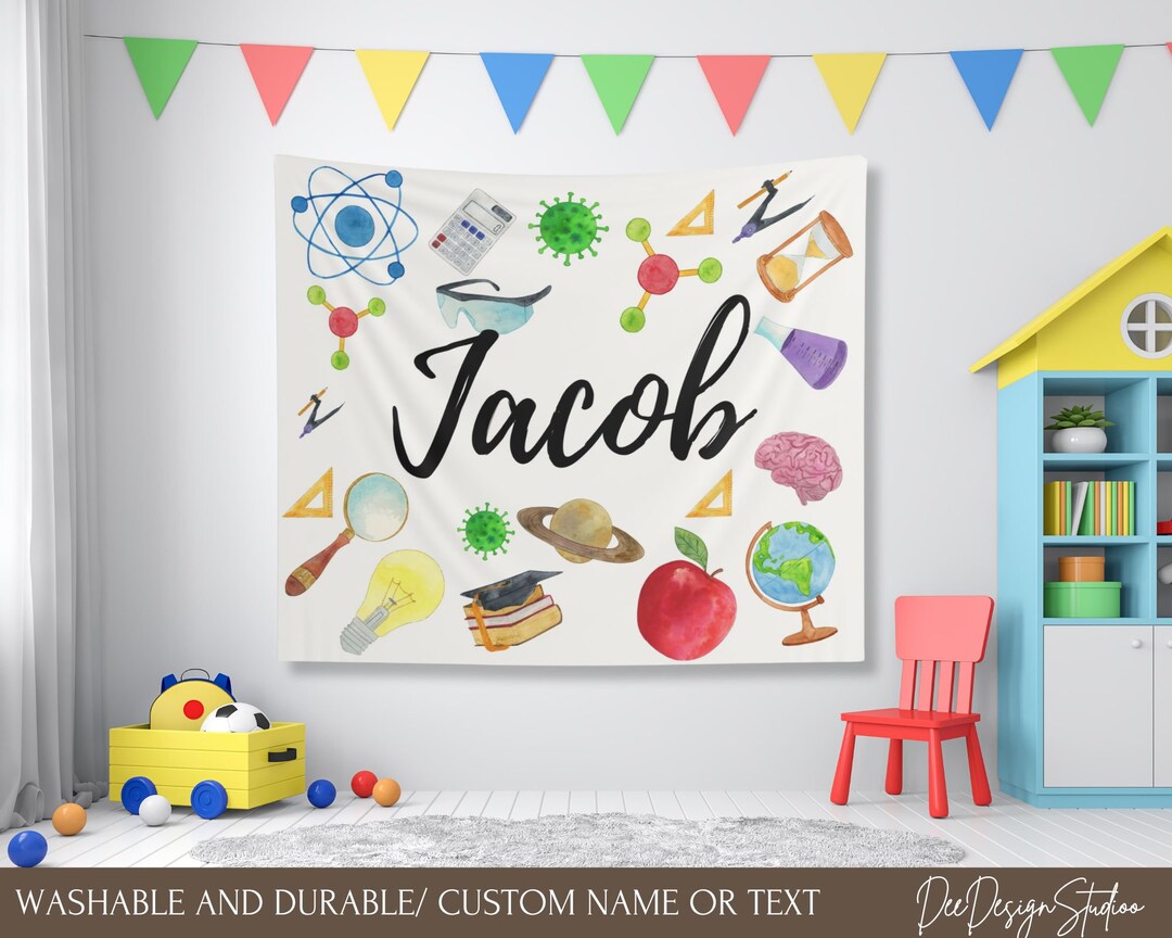 Custom Science Crib Banner, Girl Playroom Tapestry, Scientist Theme ...