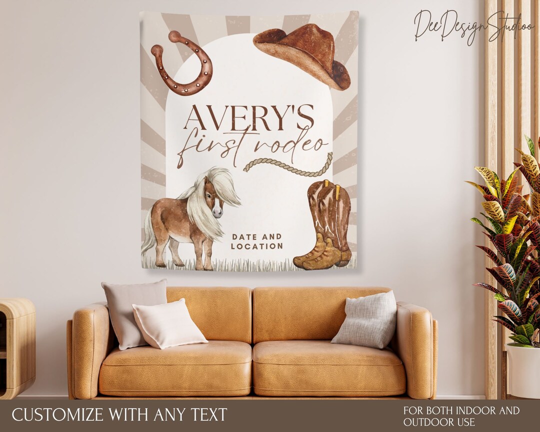 Cowgirl Rodeo Birthday Banner Custom, Wild West 1st Birthday Banner ...