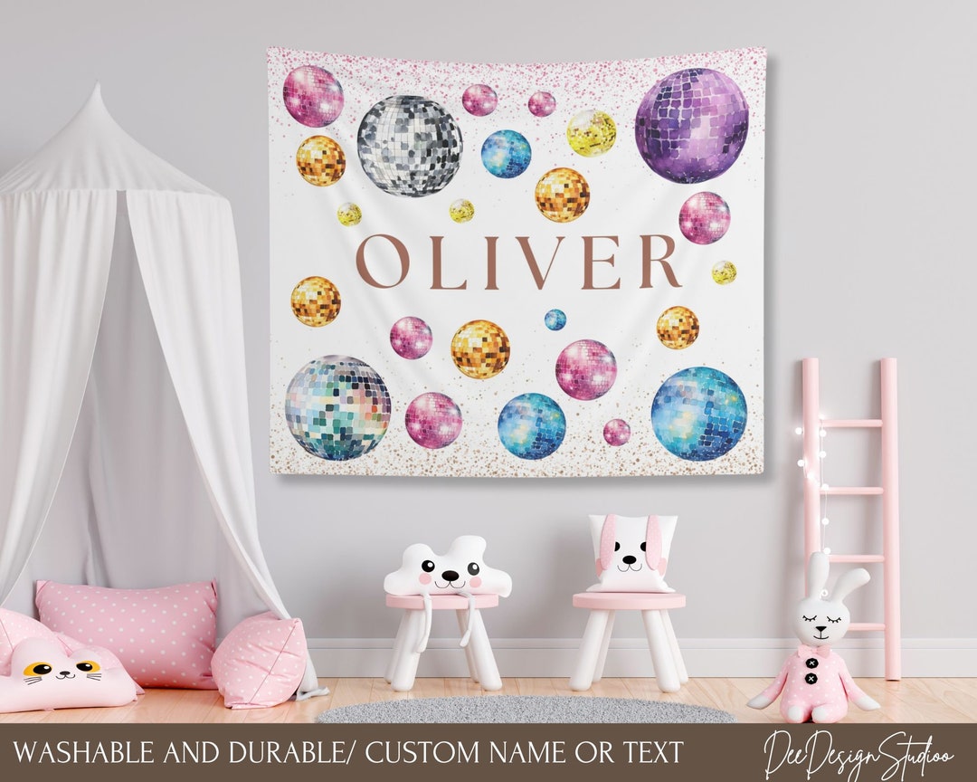 Disco Theme Playroom Banner Personalized, Disco Ball Girls Room Wall ...