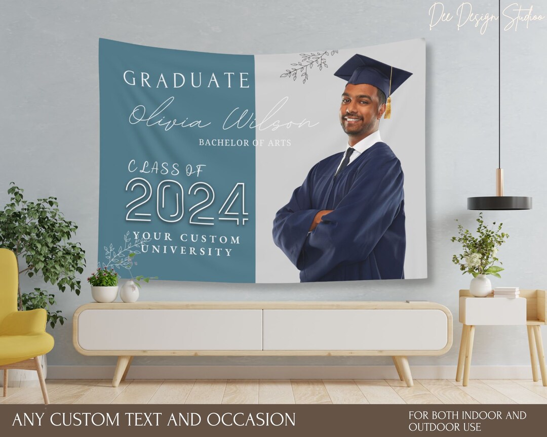 Personalized Graduation Backdrop Banner, School Graduation Party Sign ...