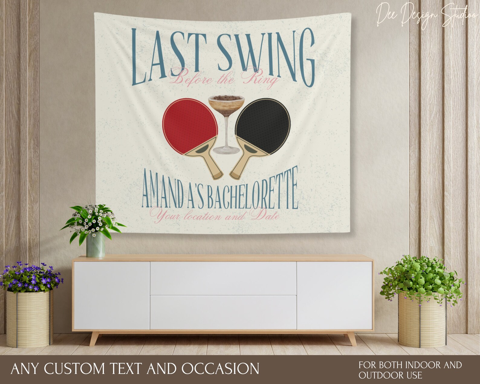 Pickleball Bachelorette Party Backdrop, Personalized Table Tennis Theme ...