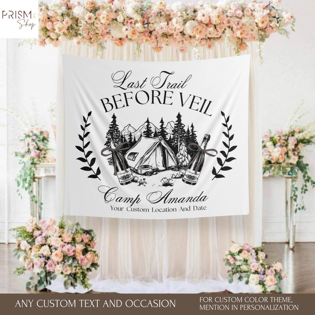 Personalized Cabin Banner, Cabin Photo Tapestry, Camping Bachelorette ...