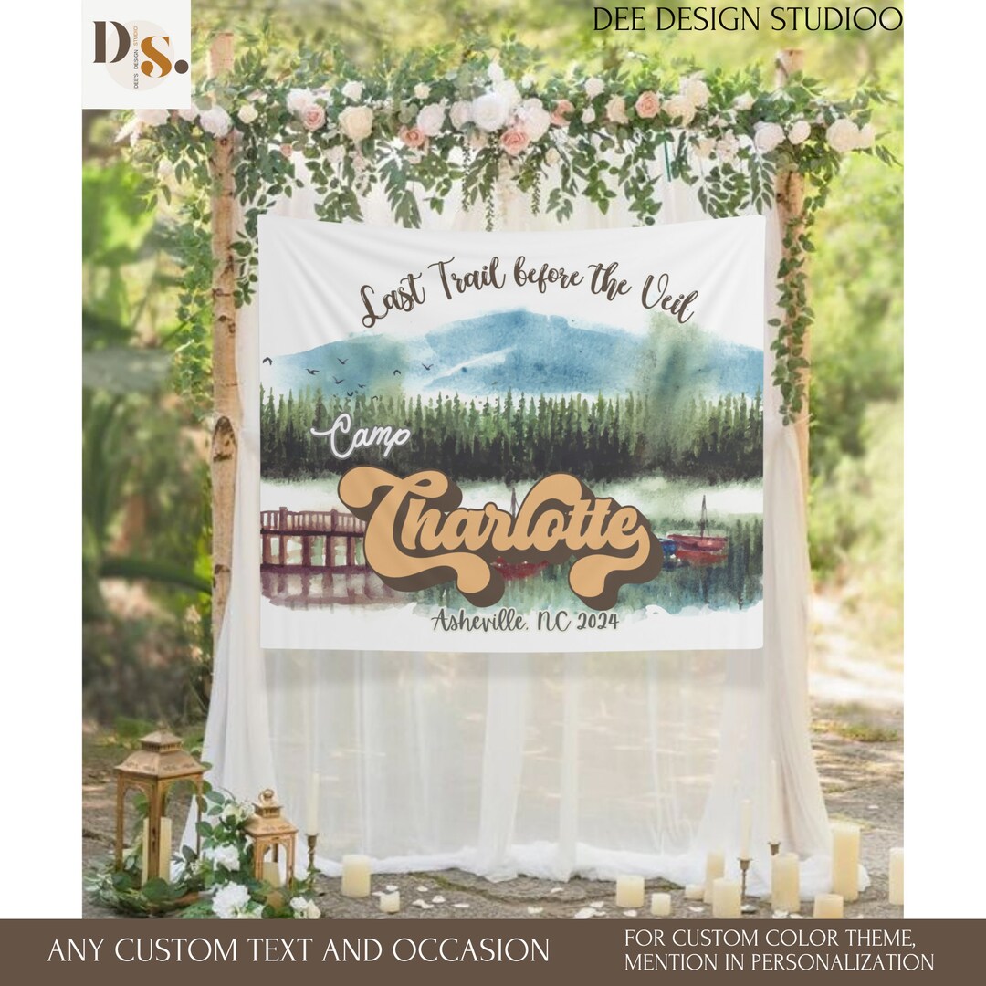 Custom Bachelorette Destination Backdrop, Hiking Bridal Shower ...