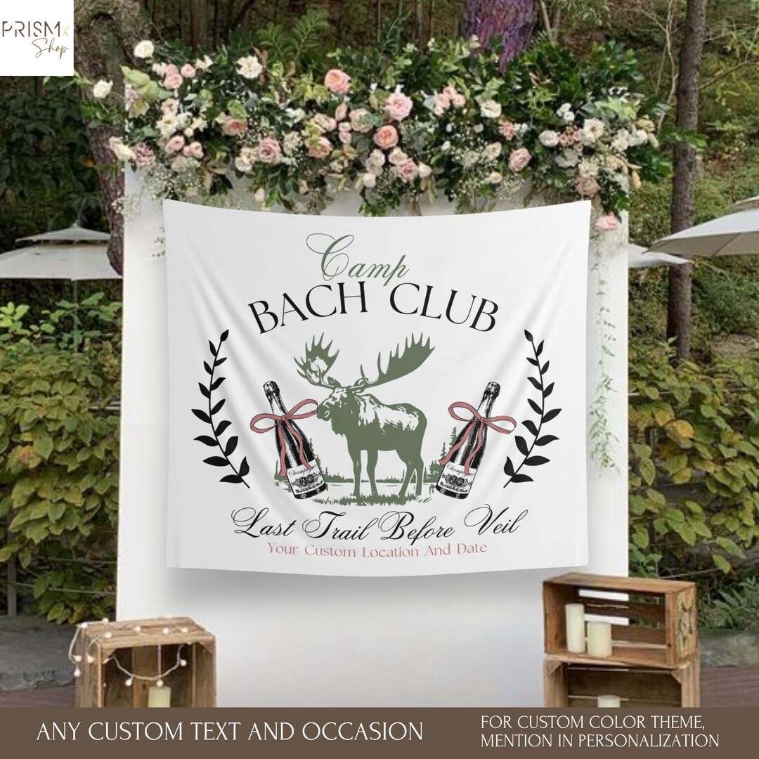 Tree Personalize Bach Sign, Hiking Custom Bach Party Banner ...