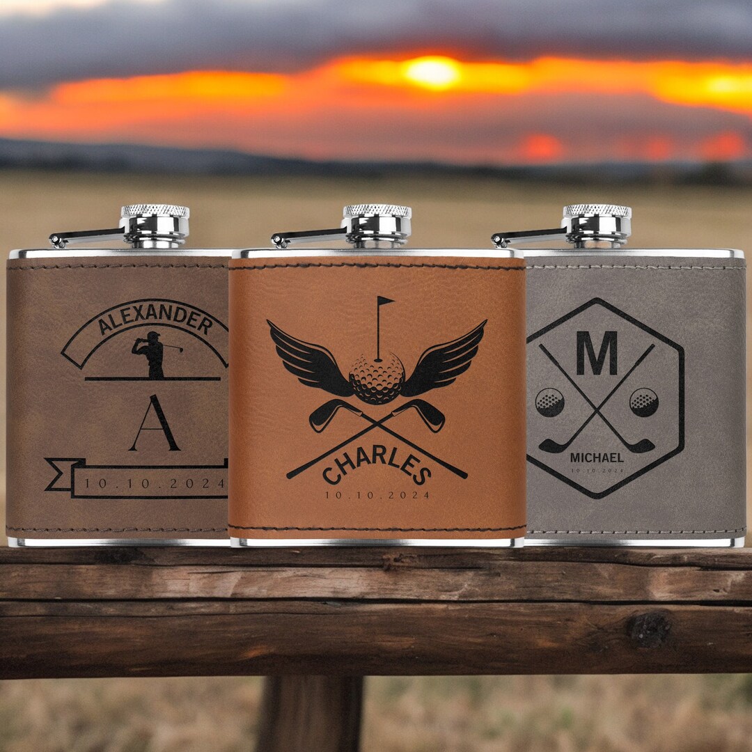 Golf Groomsman Flask for Men Personalized, Country Club Golf Bachelor ...