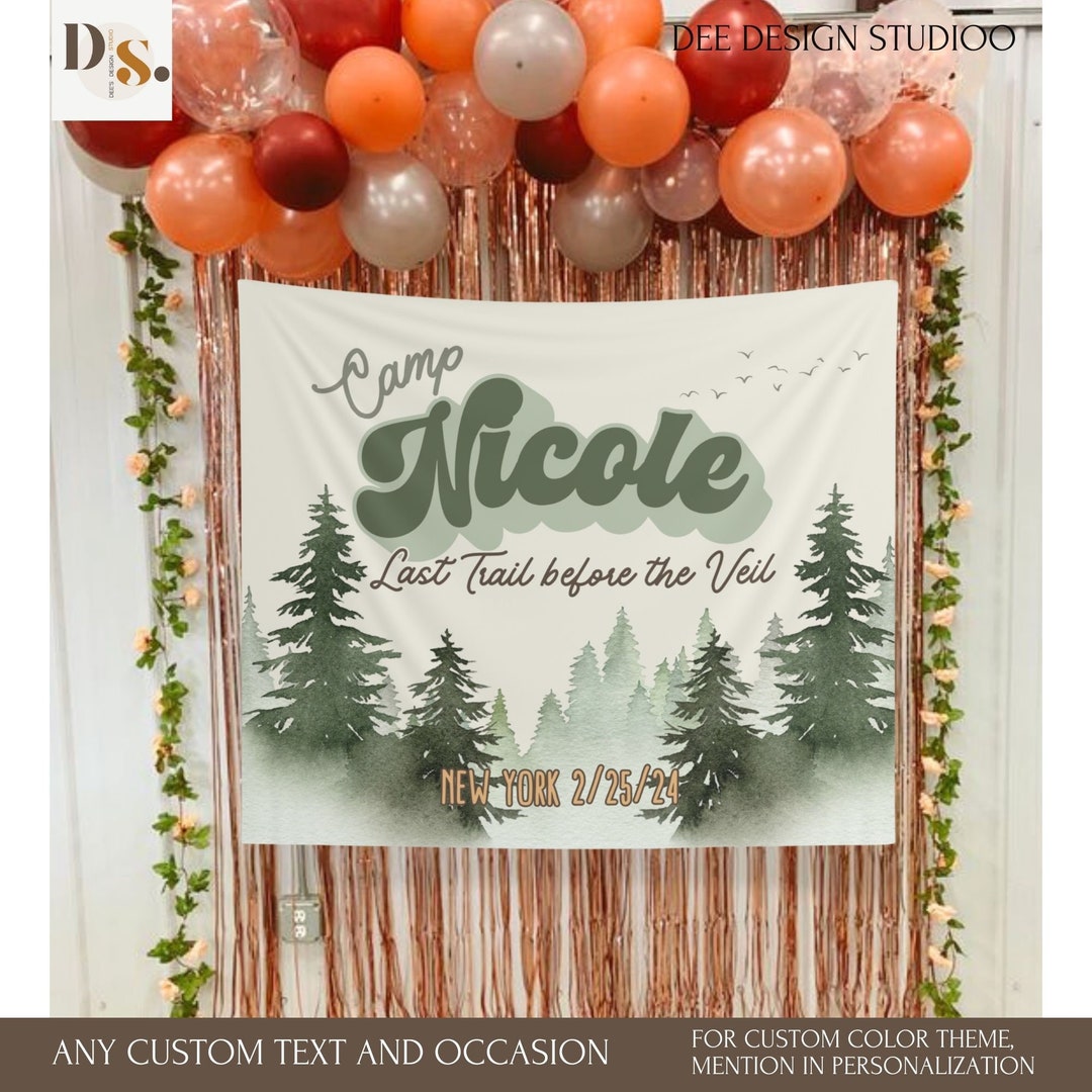 Custom Bachelorette Destination Backdrop, Hiking Bridal Shower ...
