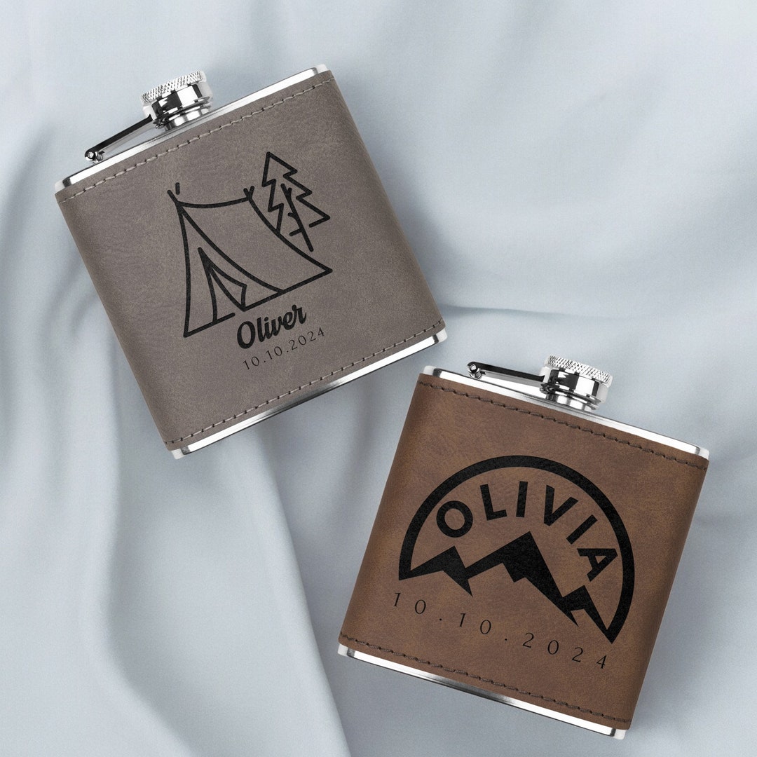 Camp Groomsman Flask Personalized, Custom Name Camping Men Retirement ...