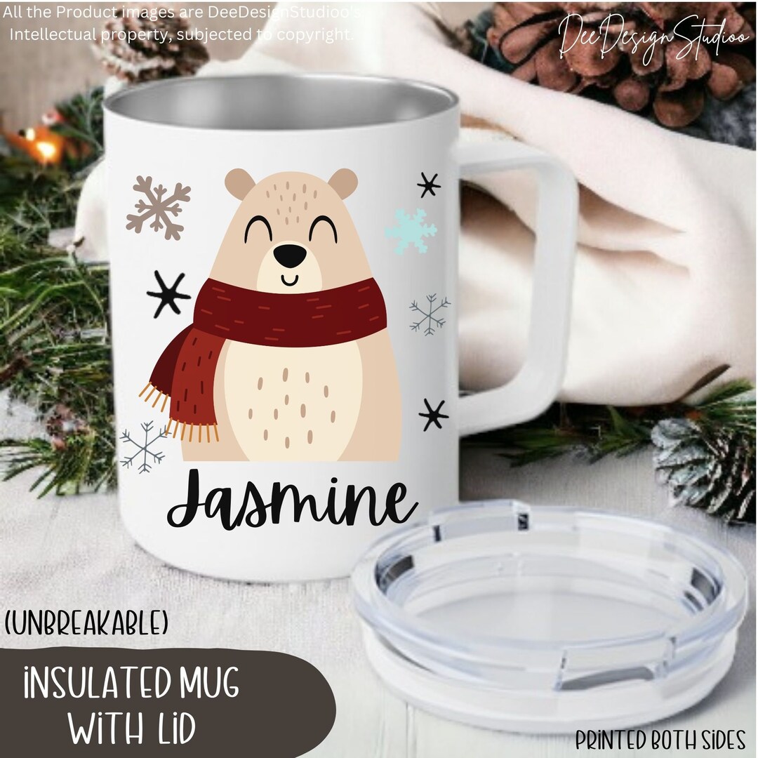 Personalized Named Enamel Mug With Lid for Kids, Children's ...