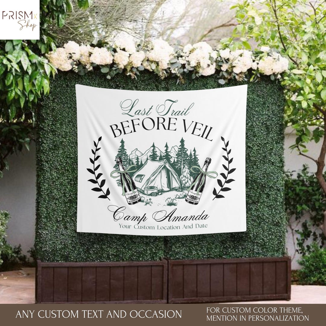Personalized Camp Bach Party Garland, Custom Camping Bach Tapestry ...