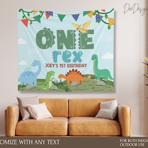 Custom 2 Rex Backdrop Birthday Banner, Dinosaur 2nd Birthday Decoration ...