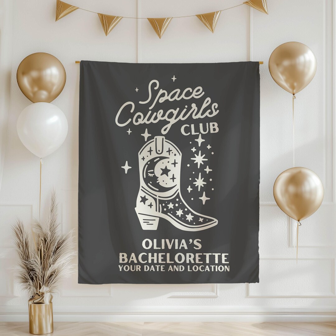 Western Cowgirl Bachelorette Banner, Space Cowgirls Club Backdrop ...