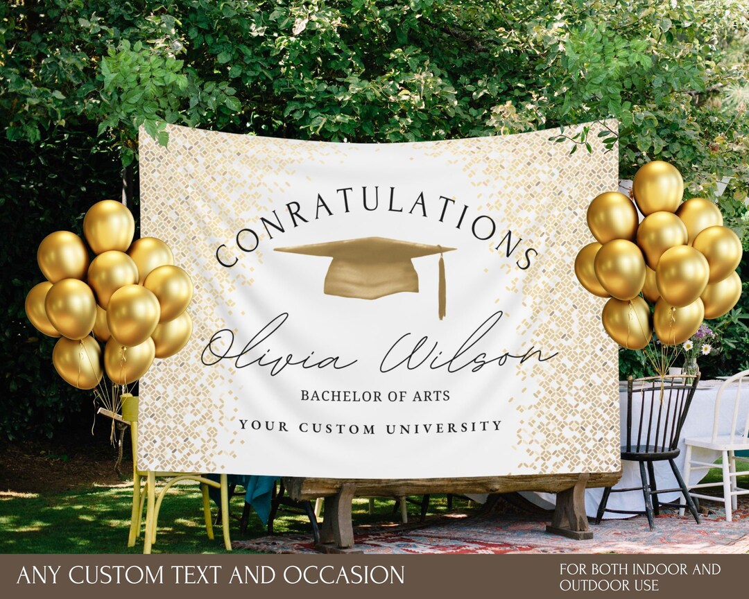 Custom Graduate Tapestry, Graduation Party Backdrop 2024, Personalized ...