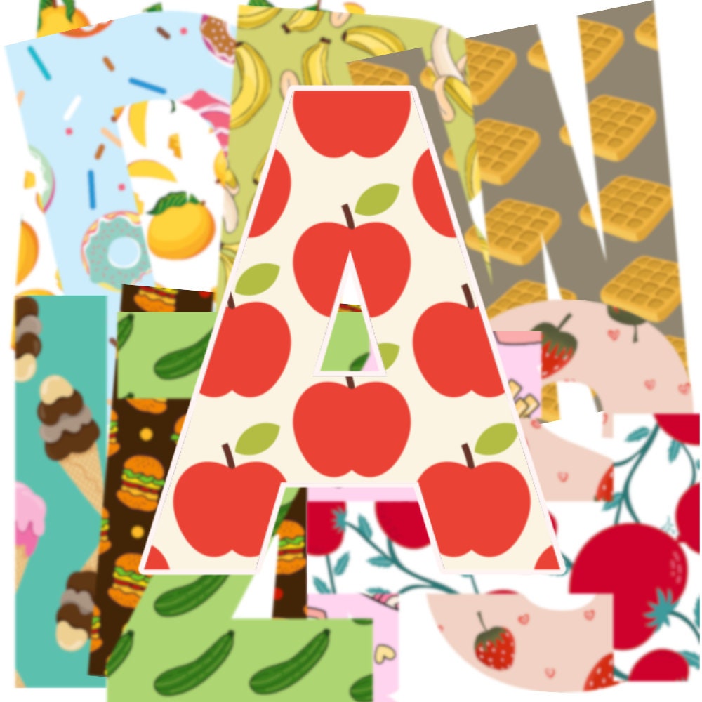 Alphabet Food Sticker Pack - Etsy
