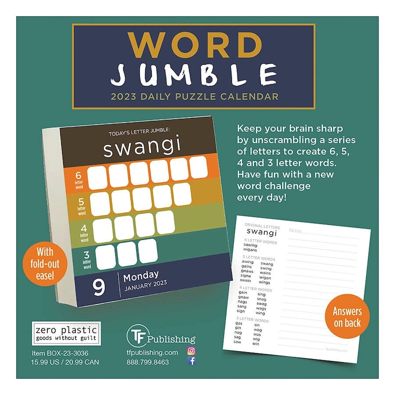TF Publishing 2023 Word Jumble Daily Desktop Calendar - Etsy TF Publishing 2023 Word Jumble Daily Desktop Calendar - Etsy