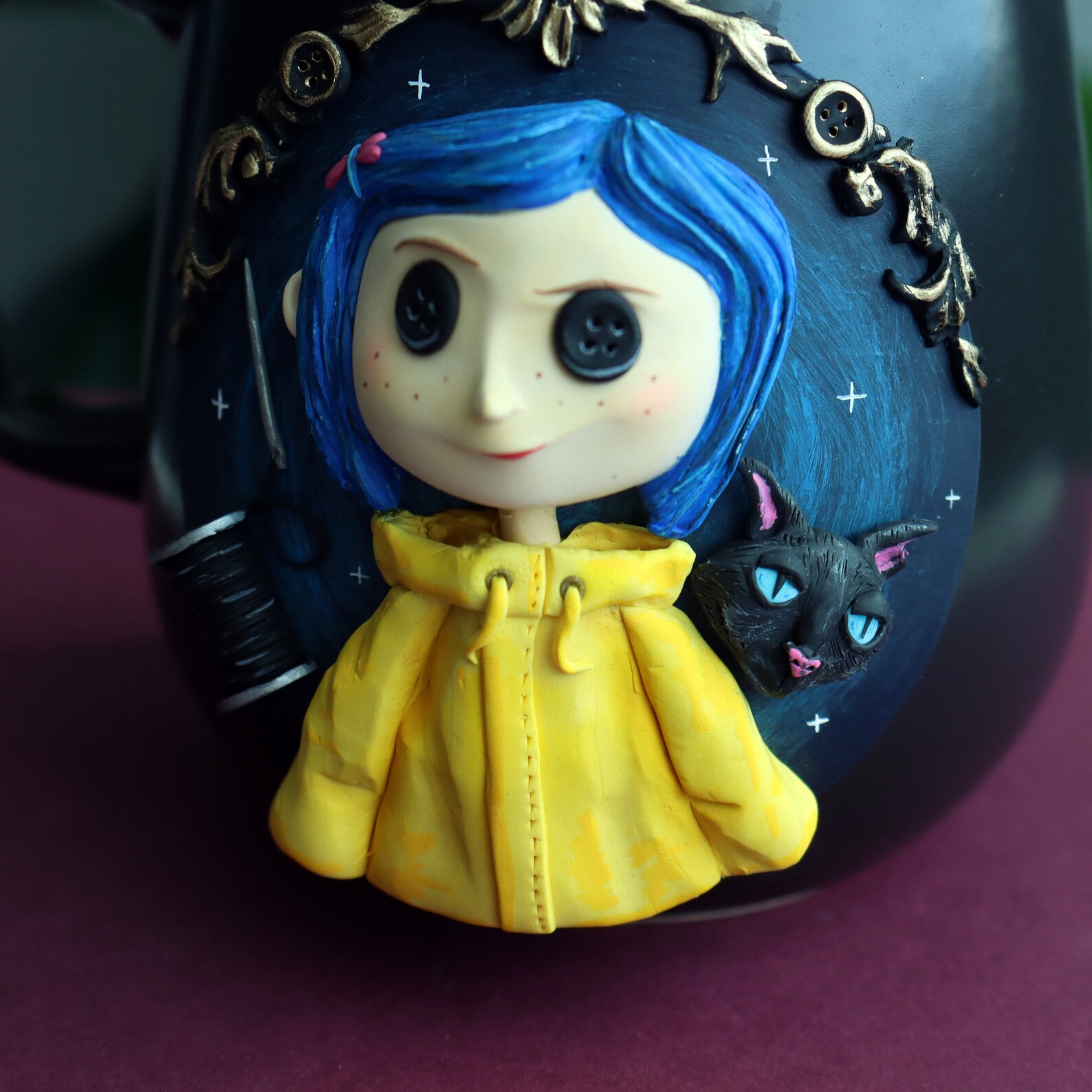 Coraline Mug Handmade| Fall Black Cat Mug | Cottagecore | Witchy ...