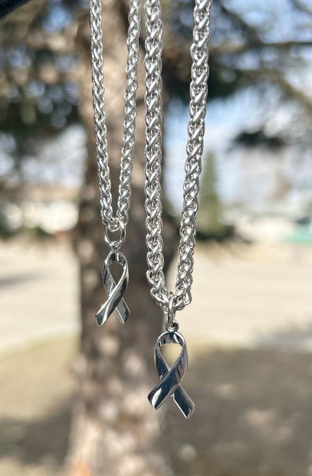 Mens Adult Cancer Ribbon Necklace stainless Steel Cancer Awareness ...