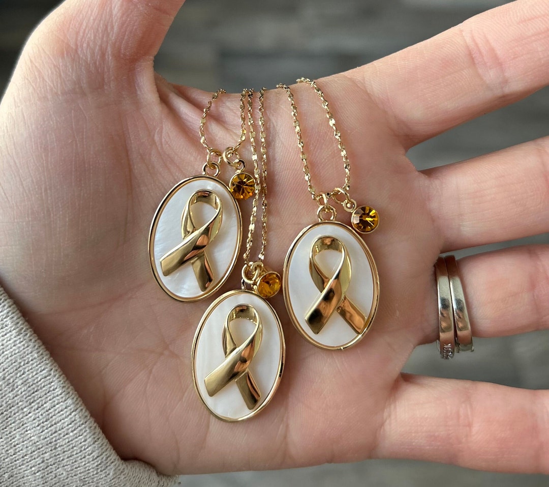 Adult Childhood Cancer Necklace Cancer Warrior Necklace Cancer Ribbon ...