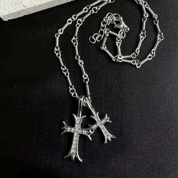 Double Cross Necklace - Etsy