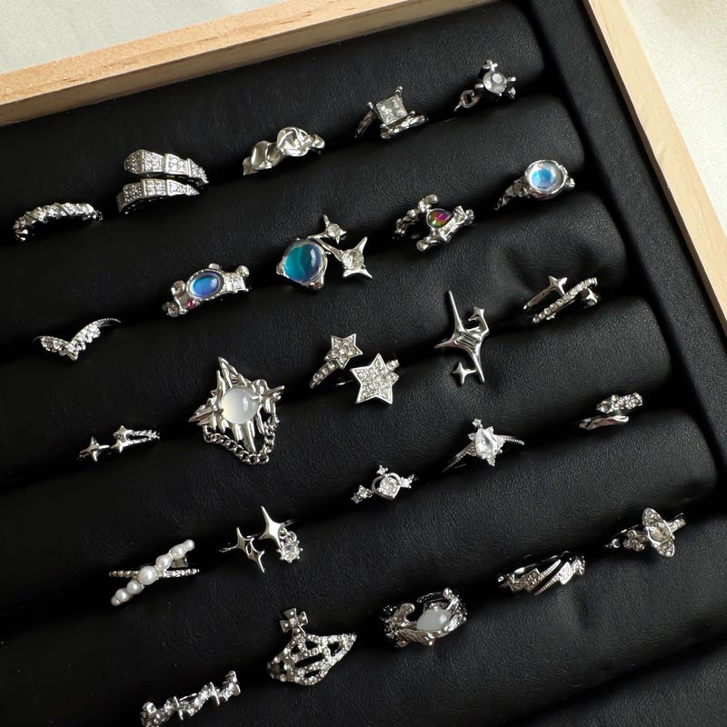 Y2k Silver Star Ring Set - Etsy