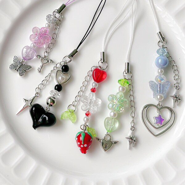 Bow & Heart Phone Charm / Phone Strap - Etsy