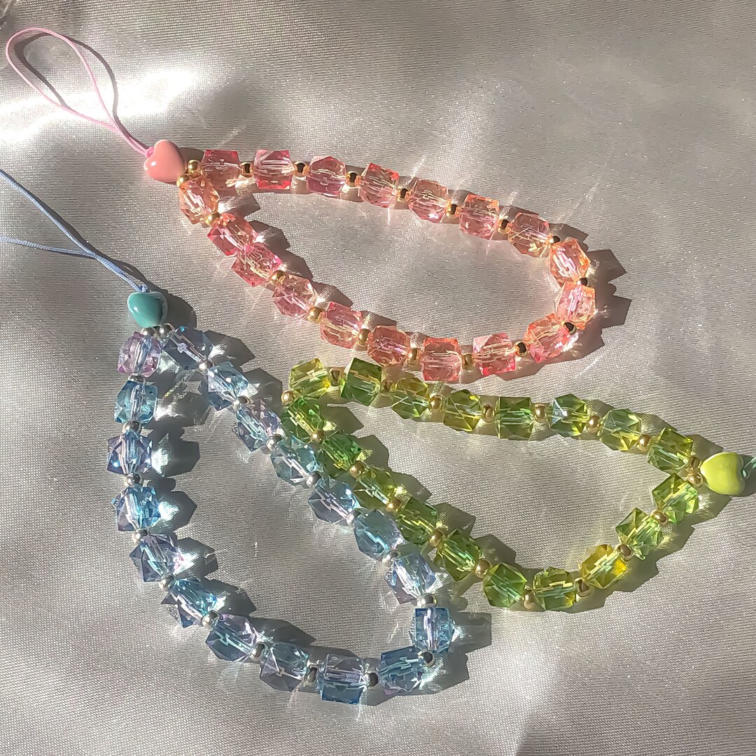 Glass Cube Crystal Cell Phone Charm Y2K Inspired Shimmering Iridescent ...