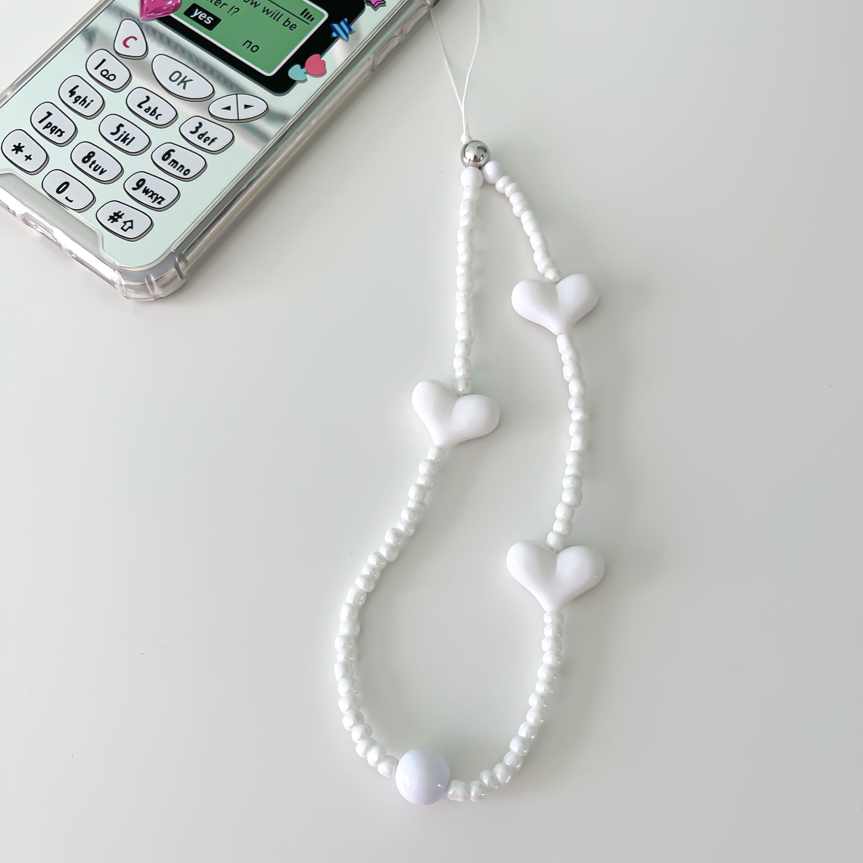 Cute Phone Charm Black White Beaded Phone Strap Kpop Key - Etsy