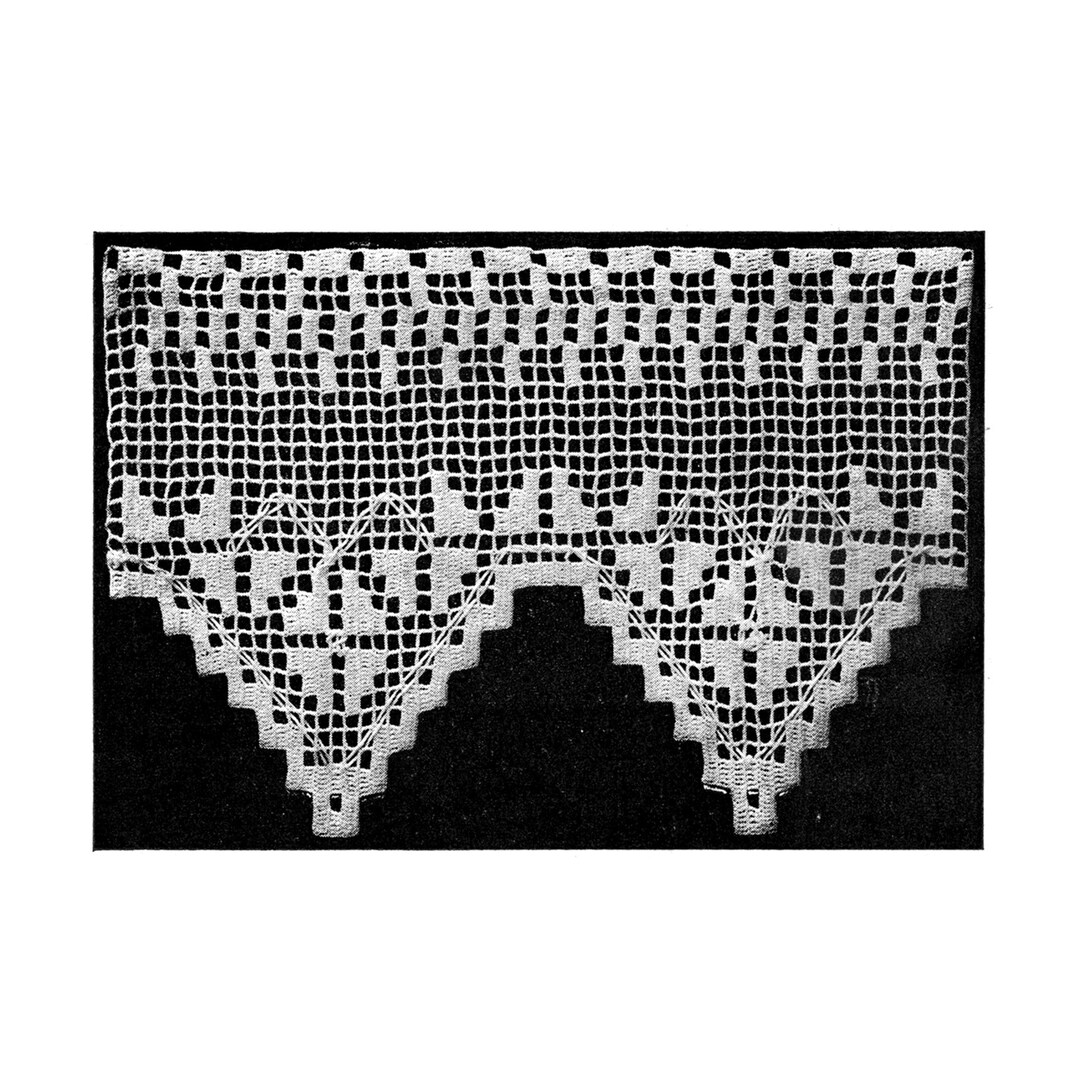 Vintage Filet Crochet Vandyke Border Pattern C.1930, PDF Digital ...