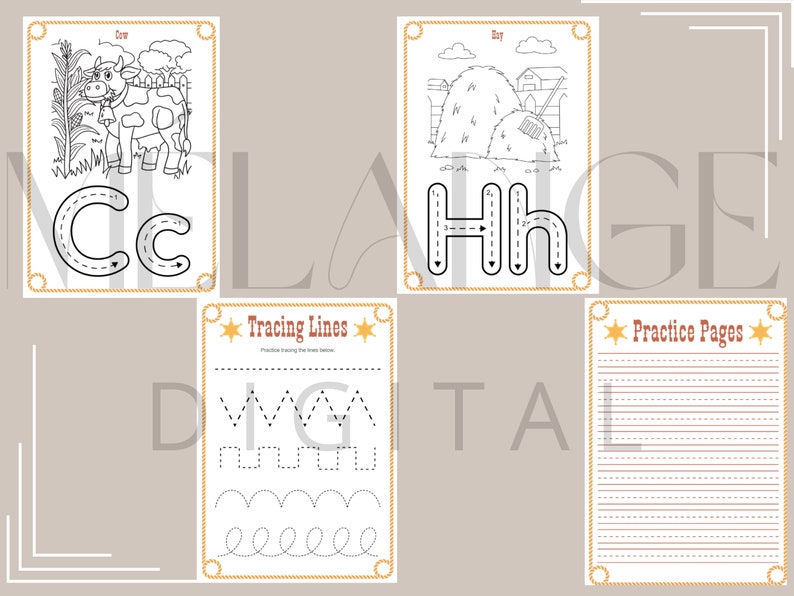 Western Theme Handwriting Workbook, Digital Download PDF, Printable ...