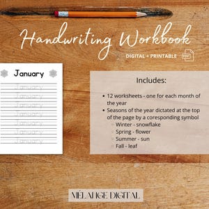 Months of the Year Handwriting Worksheets, English, Digital Download ...
