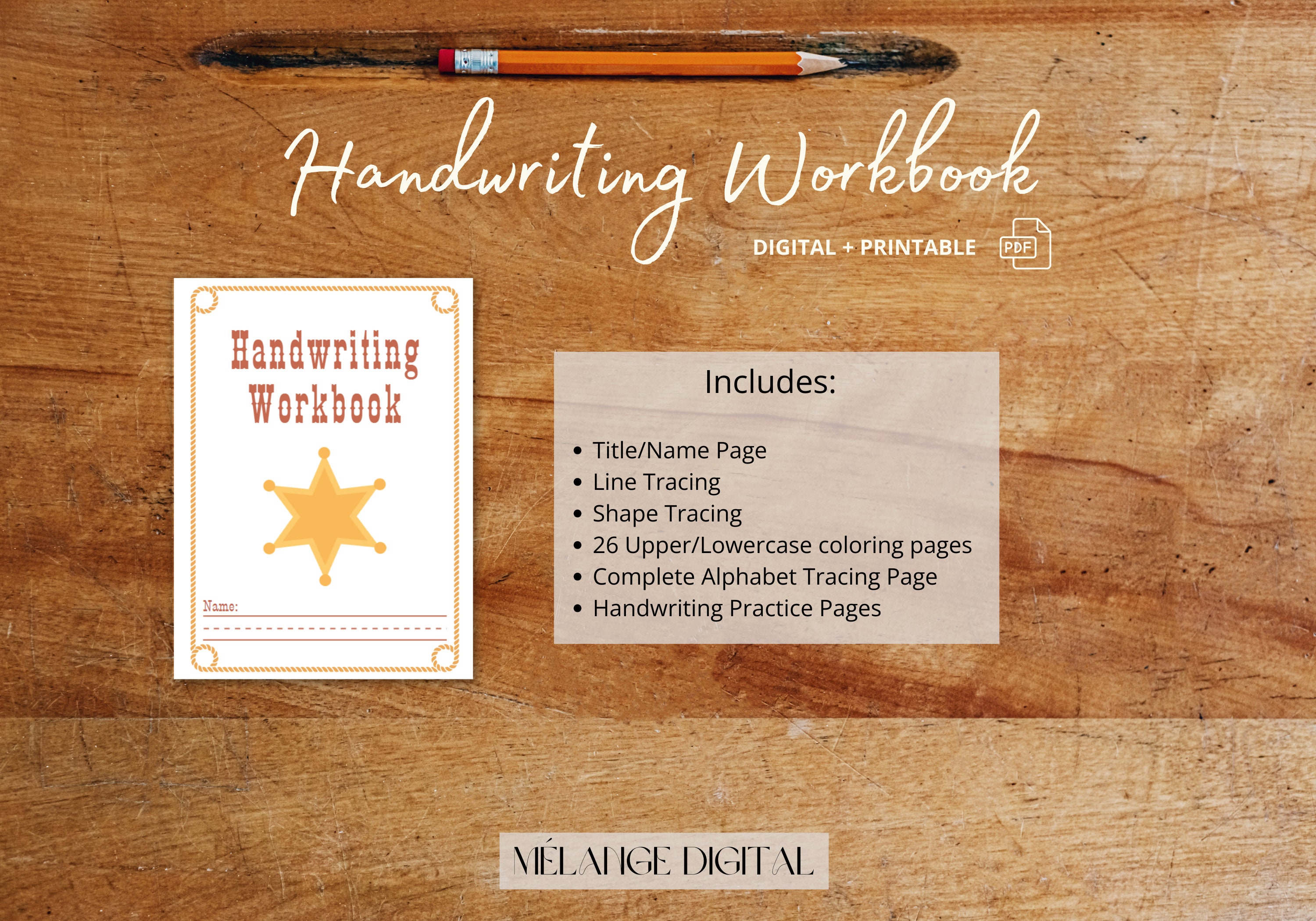 Western Theme Handwriting Workbook, Digital Download PDF, Printable ...