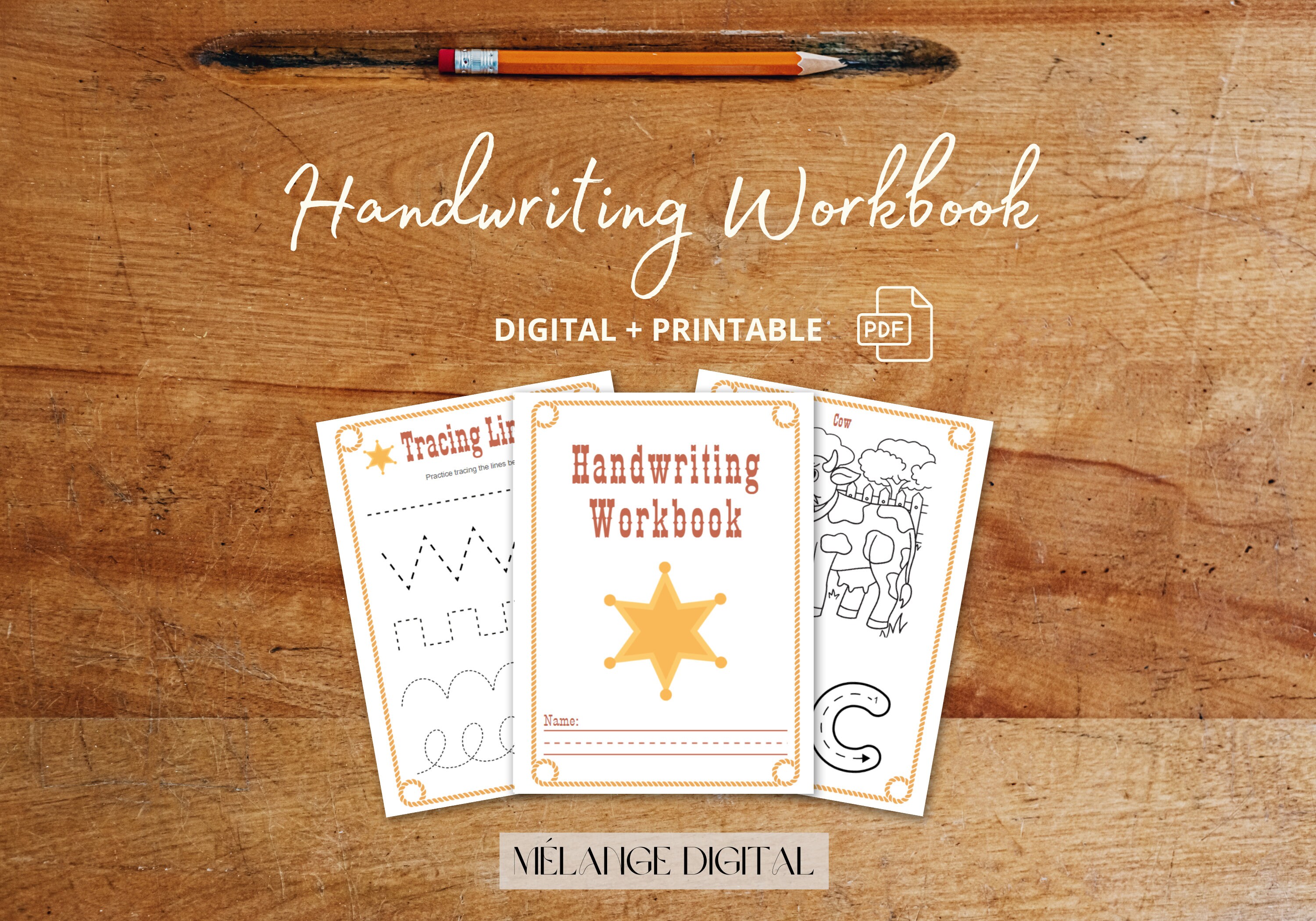 Western Theme Handwriting Workbook, Digital Download PDF, Printable ...