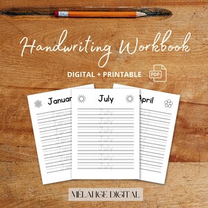 Months of the Year Handwriting Worksheets, English, Digital Download ...