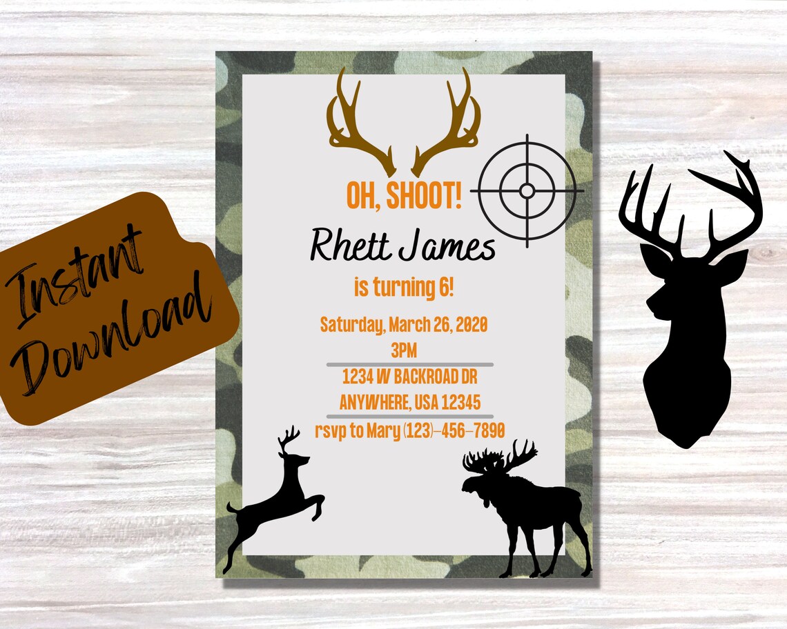 Hunting Birthday Invitation Instant Download Hunting Party - Etsy