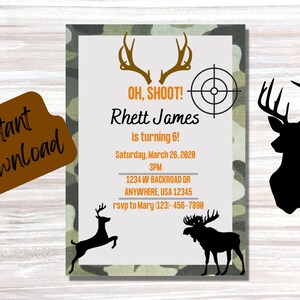 Hunting Birthday Invitation Instant Download Hunting Party - Etsy