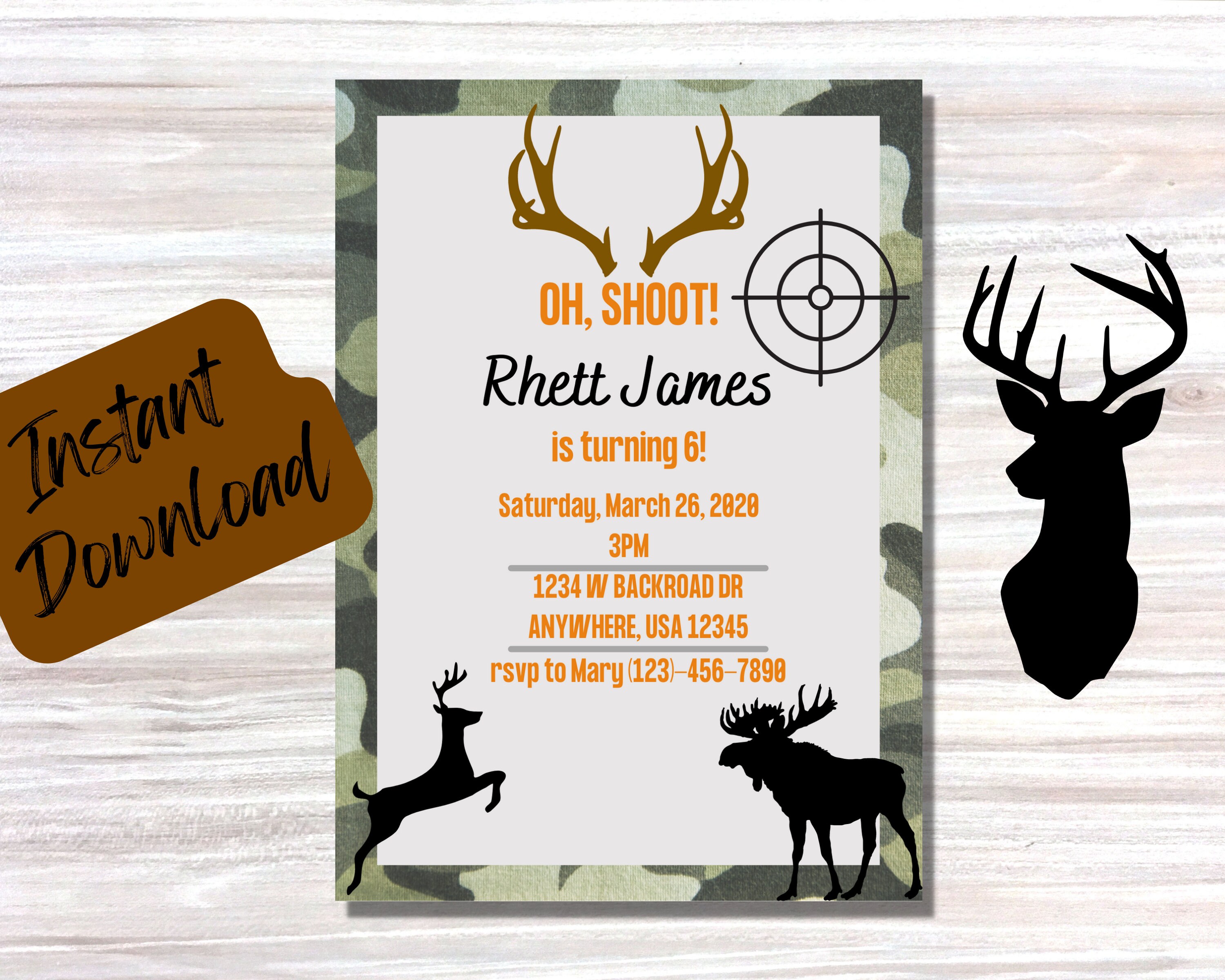 Hunting Birthday Invitation Instant Download Hunting Party - Etsy