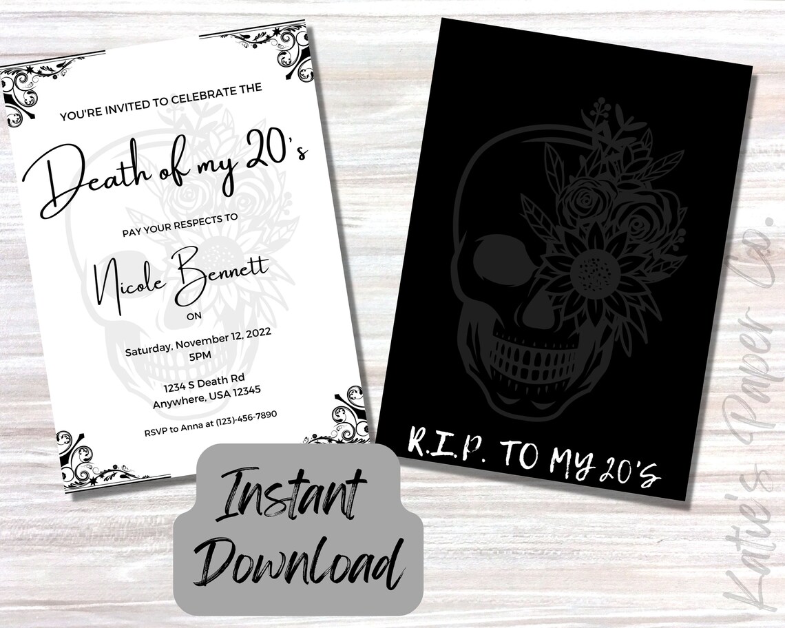 RIP Twenties Invitation RIP 20's Invitation Template - Etsy