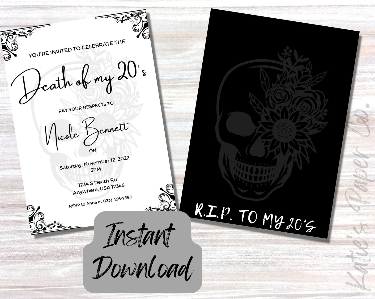 Buy RIP Twenties Invitation, RIP 20's Invitation Template, Death to My ...