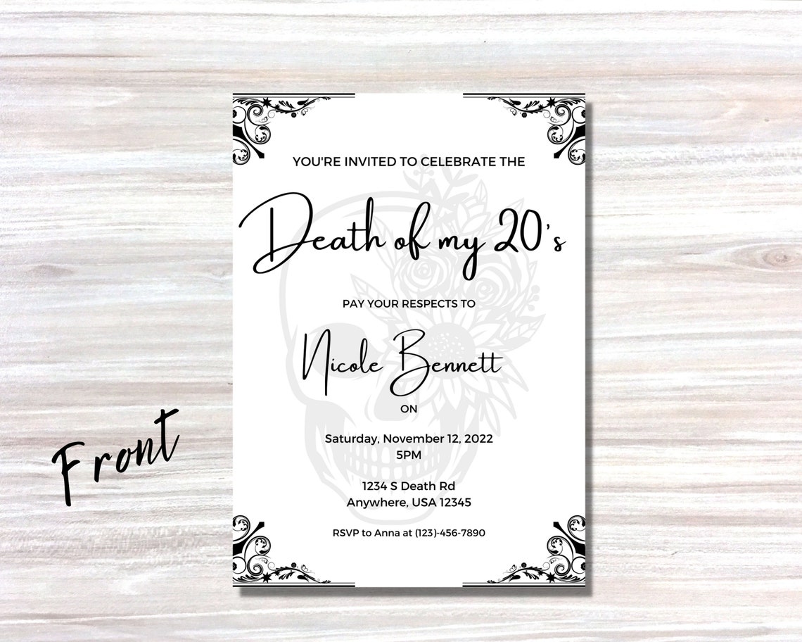 RIP Twenties Invitation RIP 20's Invitation Template | Etsy