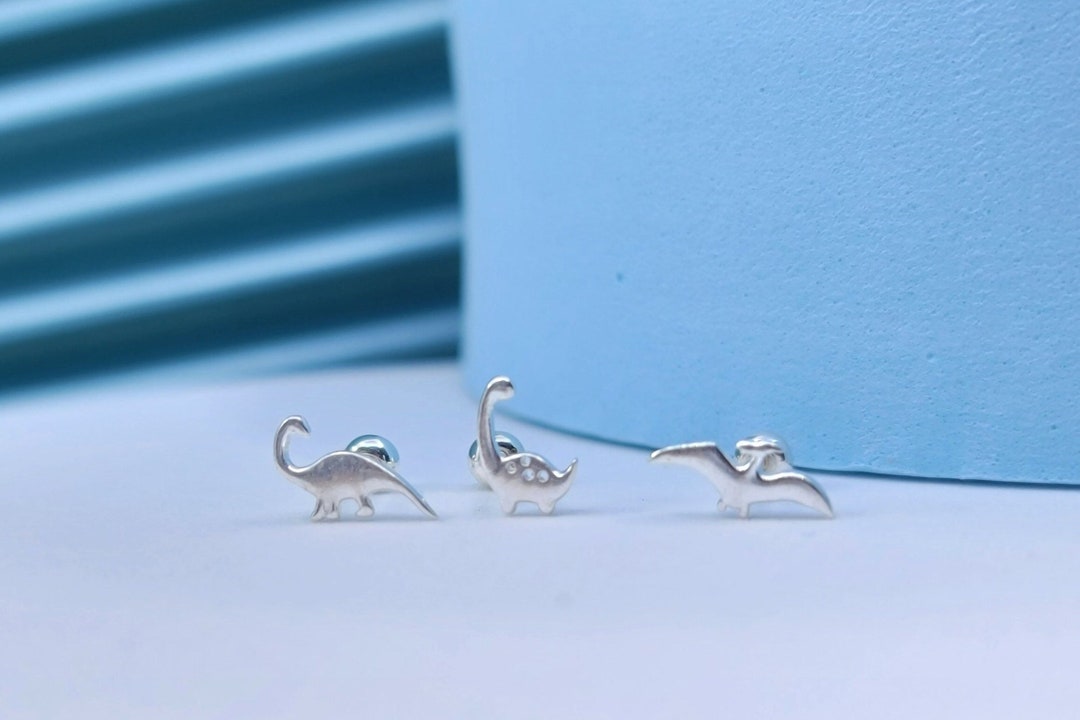 925 Silver, 20G Thickness, Cute Dinosaurs Apatosaurus, Brachiosaurus ...