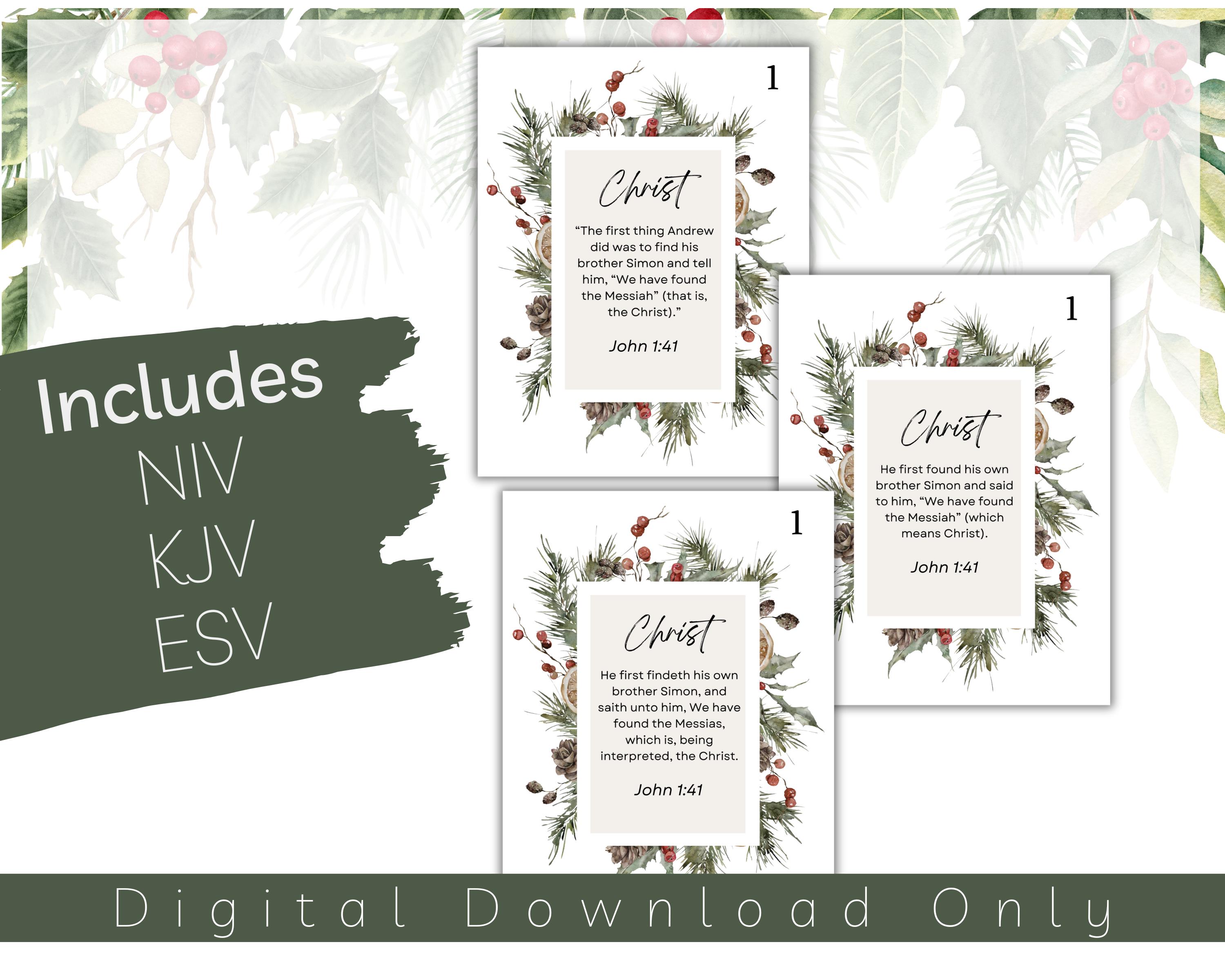 25 Names of Jesus Christ, Advent Countdown, Christmas Bible Countdown ...