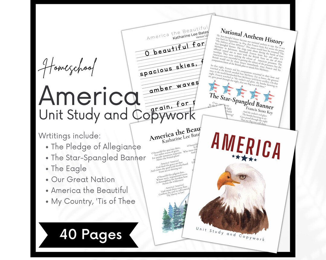 United States of America Unit Study and Copywork, USA Patriotic ...