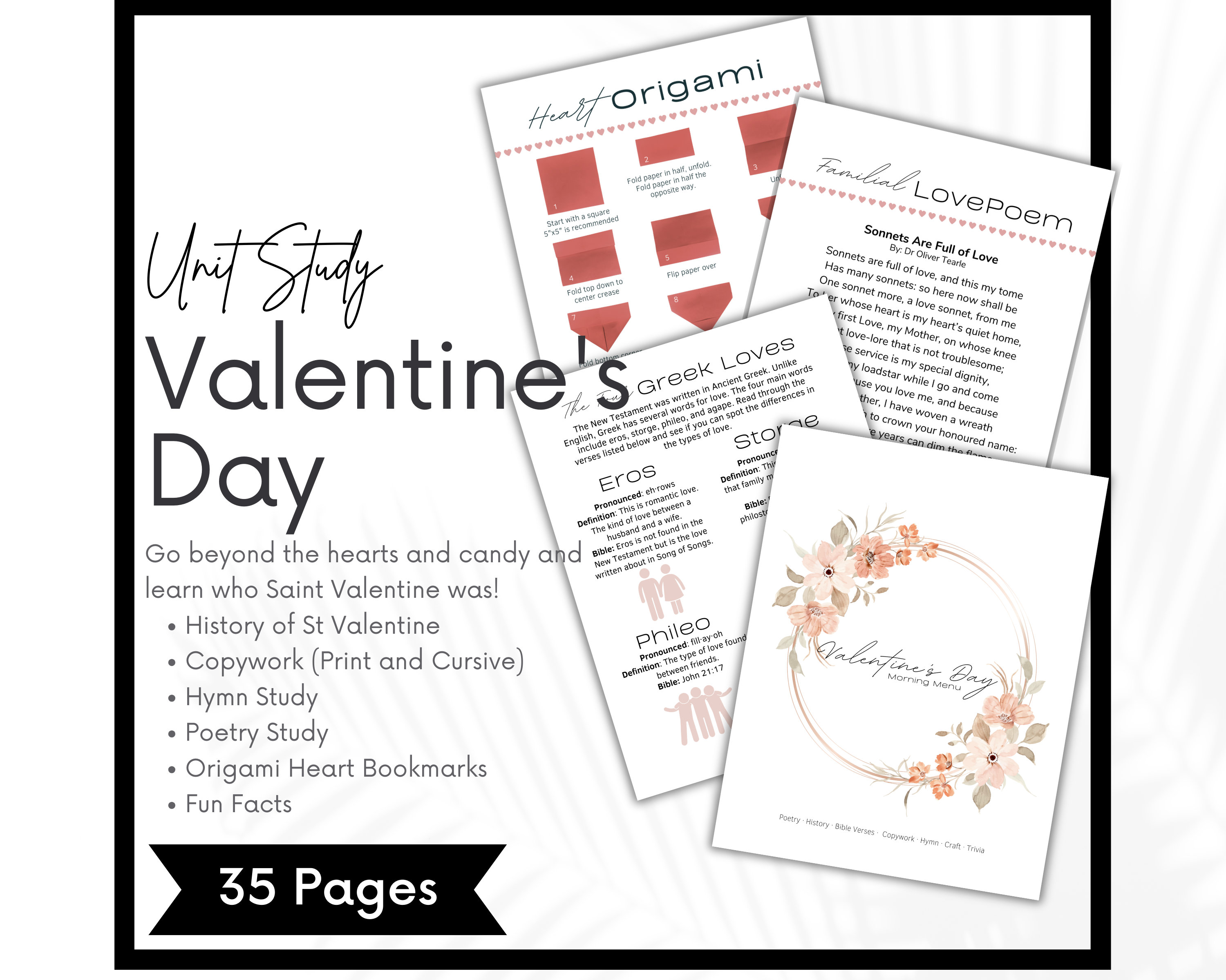 Valentine's Day Unit Study, Morning Time Menu, Charlotte Mason Copywork ...