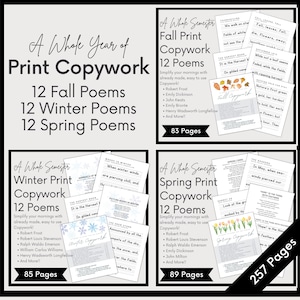 One Year of Print Copywork With 36 Seasonal Poems to Study, Charlotte ...
