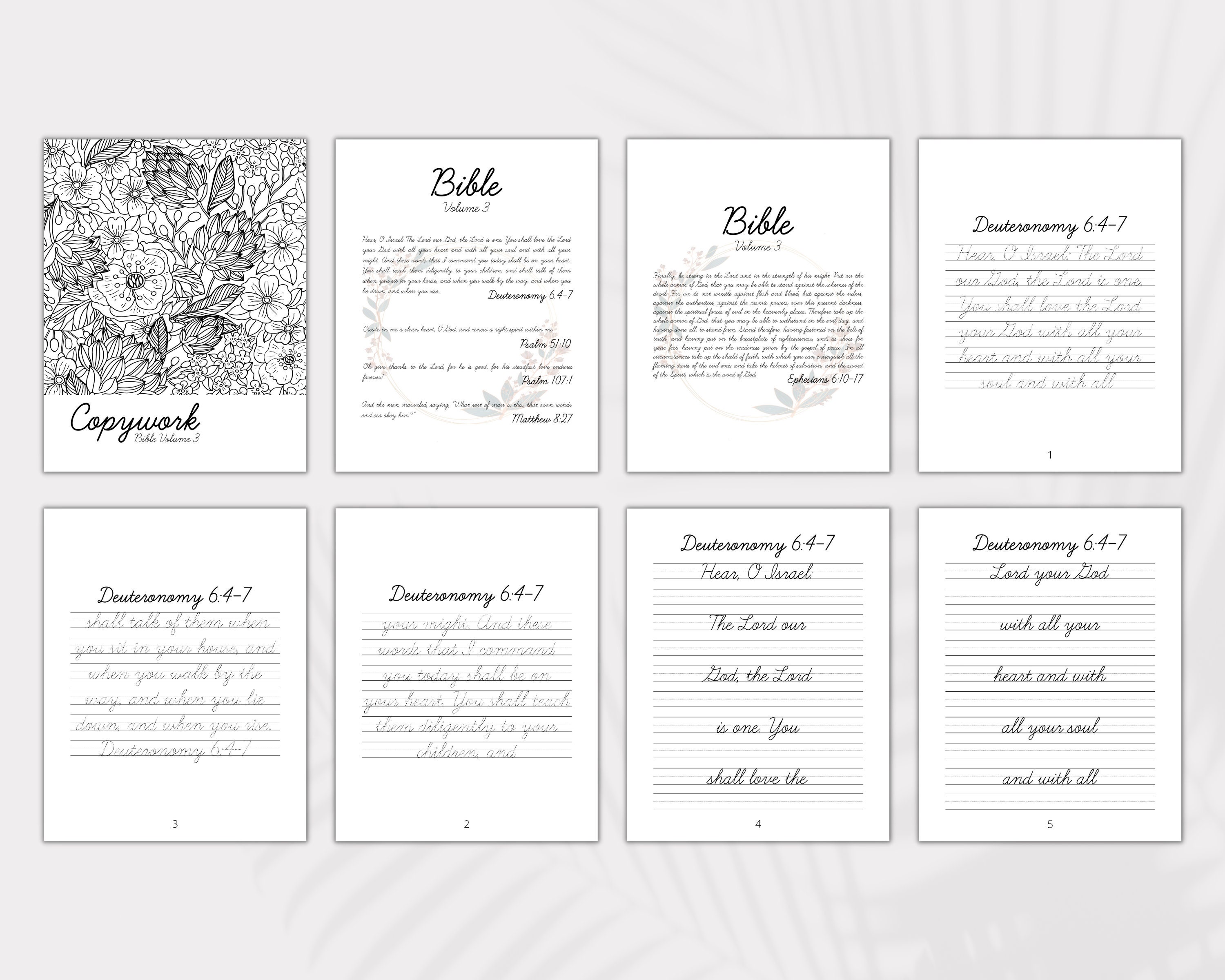 Bible Cursive Copywork Volume 3, Homeschool Handwriting Practice ...