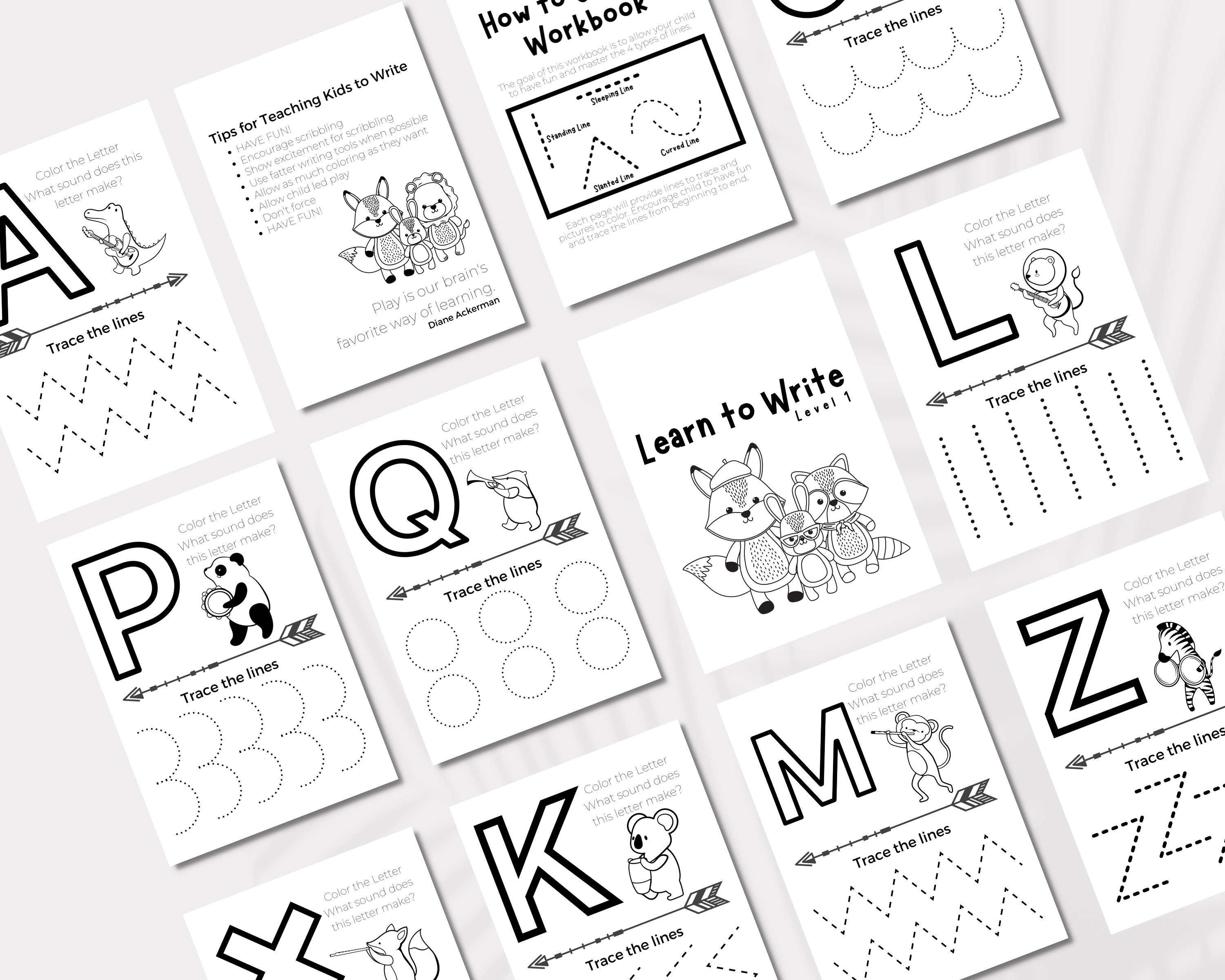 Preschool Learn to Write Workbook Activity Book Prewriting - Etsy