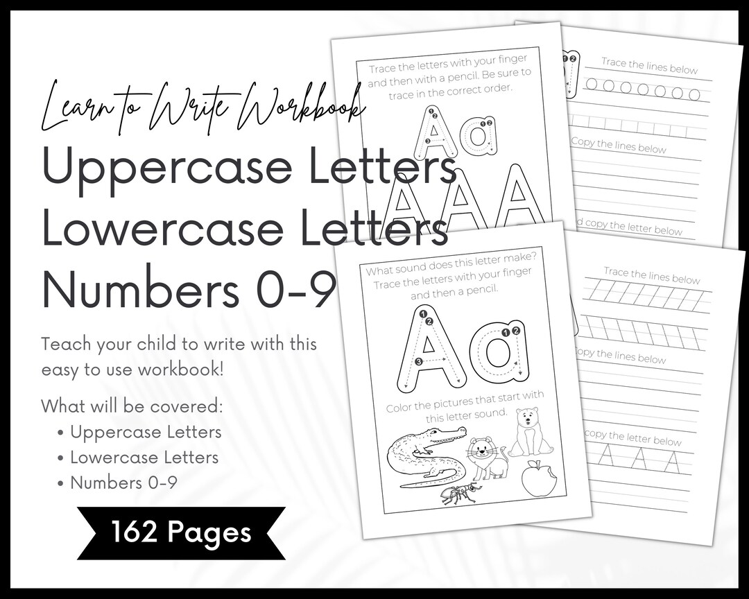 Teach Your Child To Write Workbook Learn Alphabet Uppercase Etsy