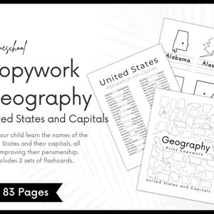 US States and Capitals Print Copywork and Flashcards - Etsy