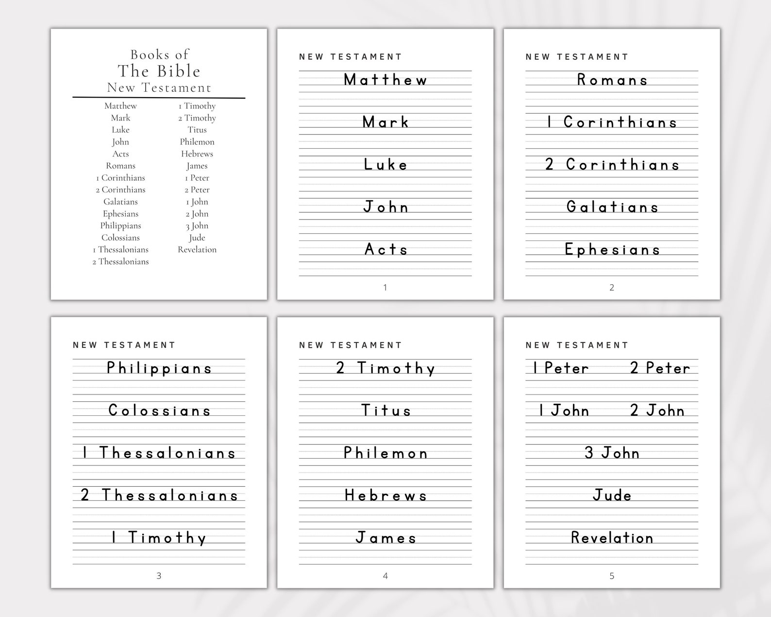 Books of the Bible Print Copywork, Homeschool Handwriting Practice ...